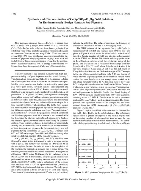 Pdf Synthesis And Characterization Of Ceo2 Tio2 Pr6o11 Solid