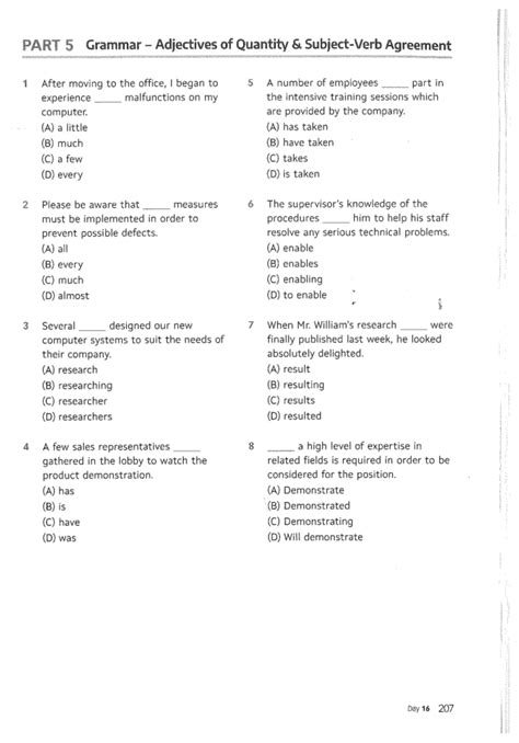 Part 5 Grammar And Vocabulary Adjectives Of Quantity Agreement Studocu