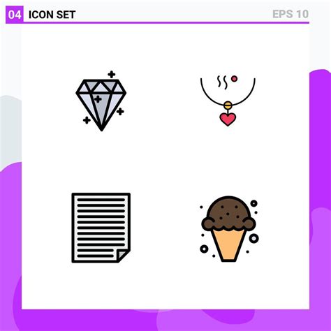 Mobile Interface Filledline Flat Color Set Of 4 Pictograms Of Diamound