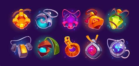 해적 게임 Ui 아이콘 만화 터 세트 무료 벡터