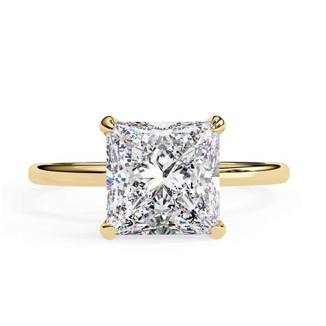 Princess Cut Lab Grown Diamond Hidden Halo Engagement Ring Alycejewels