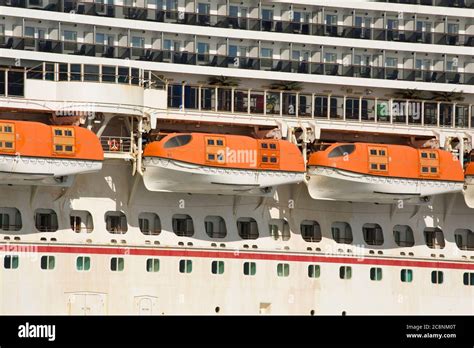 Lifeboats On Board The Carnival Magic Cruise Ship Anchored Off The