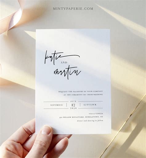 Modern Wedding Invitation Set Simple Minimalist Basic Wedding Invite