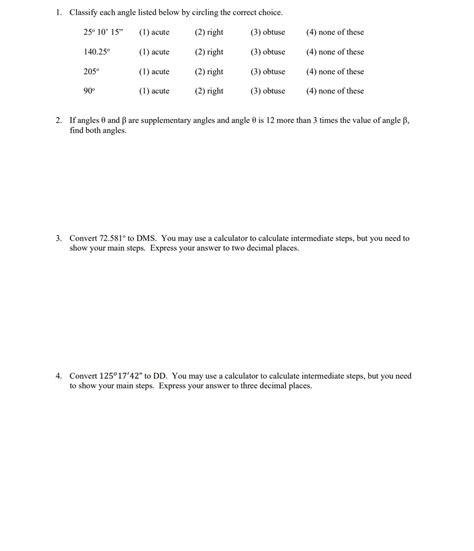 Solved Classify Each Angle Listed Below By Circling The