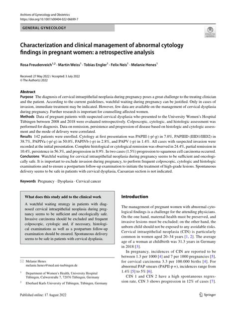 Pdf Characterization And Clinical Management Of Abnormal Cytology