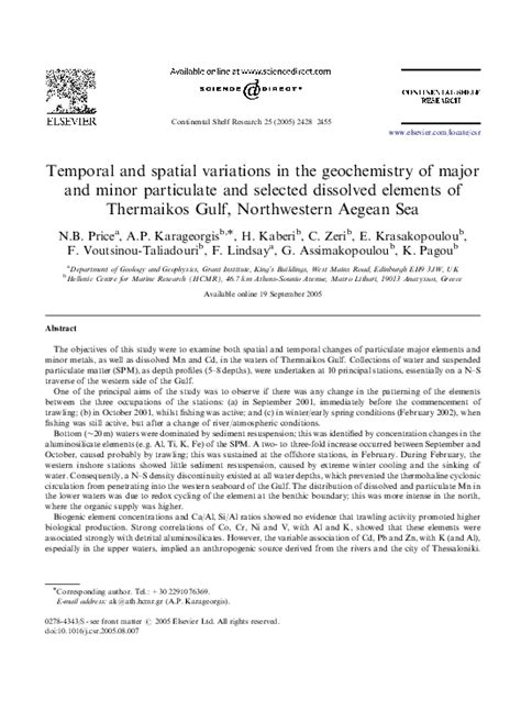 Pdf Temporal And Spatial Variations In The Geochemistry Of Major And