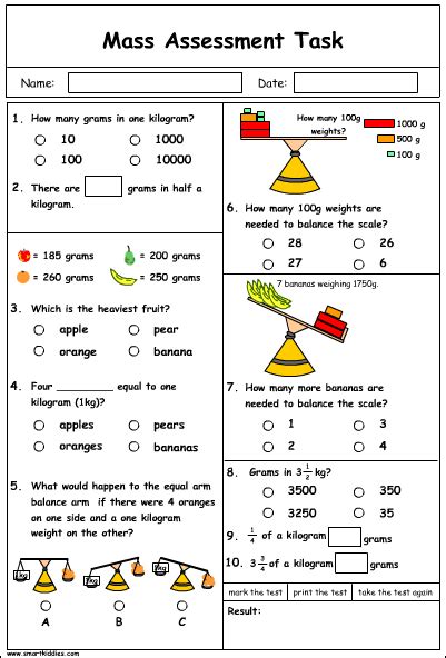 Mass Problem Solving Math Tutorials 3rd Grade Math Worksheets Math