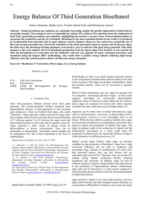 Pdf Energy Balance Of Third Generation Bioethanol