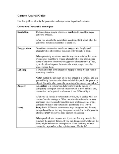 Cartoon Analysis Guide Persuasive Techniques