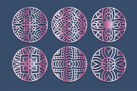Premium Vector Set Decorative Circle Coaster For Laser Cutting Round Abstract Geometric