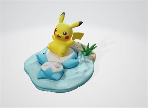 Free Obj File Pikachu River Relax 🐉 ・design To Download And 3d Print・cults