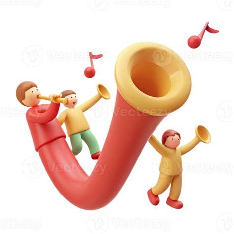 Cheerful Cartoon Characters Playing Musical Instruments 51325187 Png