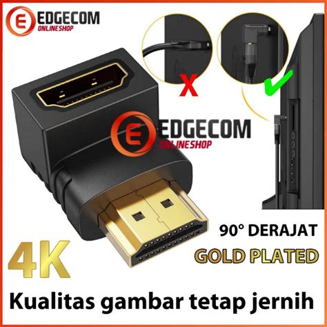 Jual Gender Konektor Hdmi Male To Hdmi Female Type L Siku 90 Derajat