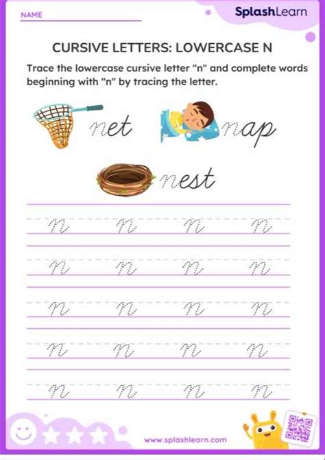 Cursive Letter N Worksheets Free Printable Splashlearn