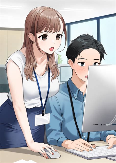 Safebooru 1boy 1girl Bangs Black Hair Blue Eyes Blue Shirt Blue Skirt