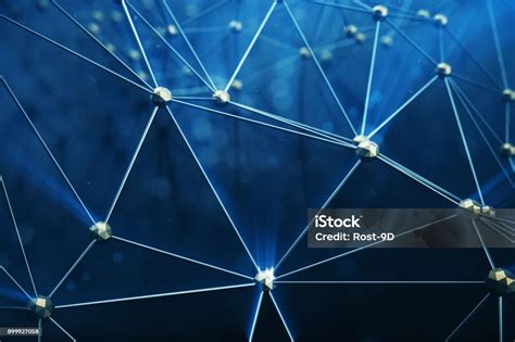 3d 그림 추상 Bacgkround 연결 점 그리고 기술의 라인 연결 구조입니다 과학 배경입니다 필드 효과 Bokeh의 깊이와 미래의 다각형 배경 디지털 생성 이미지에 대한
