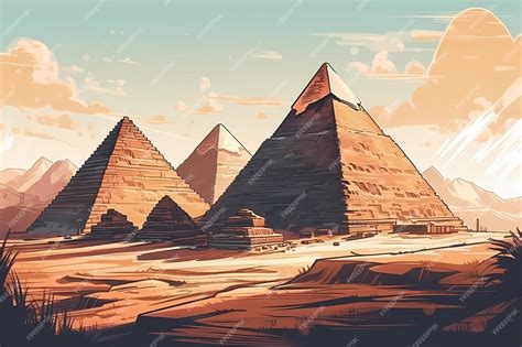 Pyramides De Gizeh Dans Lillustration De Lart Numérique De Légypte