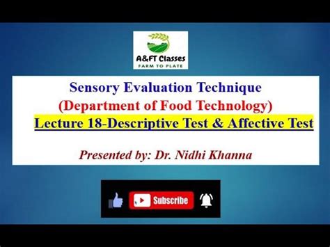 Lecture 18 Descriptive Test And Affective Test Sensory Evaluation