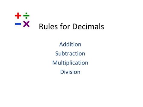 Rules For Decimals Ppt