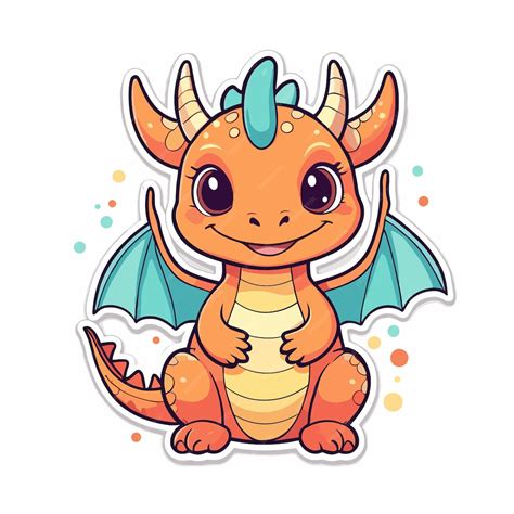 Cute Kawaii Cartoon Dragon Illustration Premium Ai Generated Vector