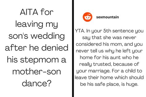 Aita For Leaving My Sons Wedding After He Denied His Stepmom