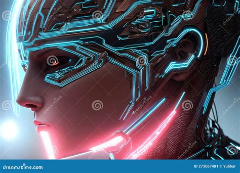 Cybernetic Circuitry This Image Of Glowing Red And Blue Lines Suggests