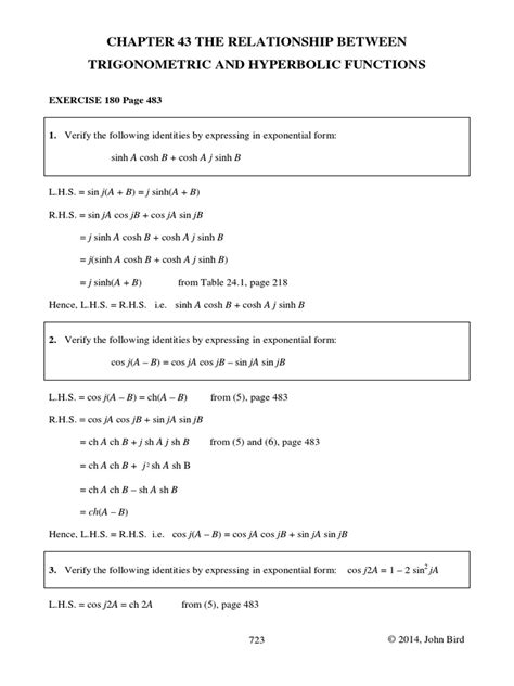 Relationship Between Trig And Hyperbolic Functions 2 Pdf