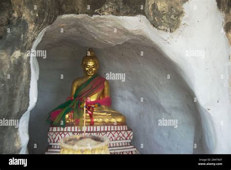 The Golden Sitting Buddha On A Cave At Wat Pra Pathom Jedi Is A Largest Pagoda In Nakhon Pathom