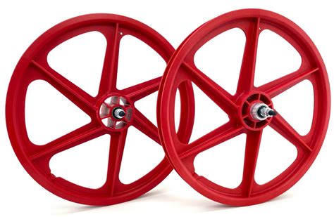 Skyway 20 Red Six Spoke Tuff Wheel Set Freewheel Planet Bmx