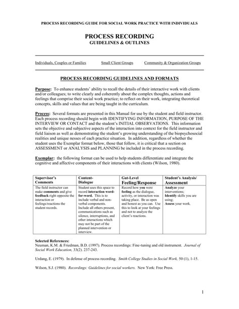 Process Recording Example Social Work