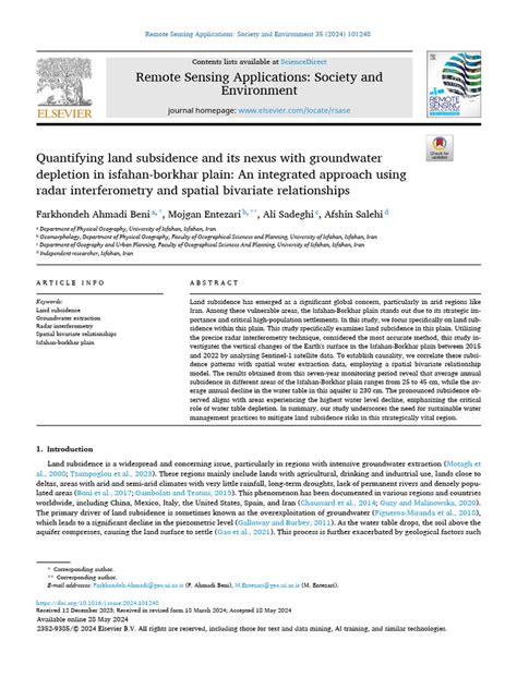 Quantifying Land Subsidence And Its Nexus With Groundwater Depletion In Isfahan Borkhar Plain An