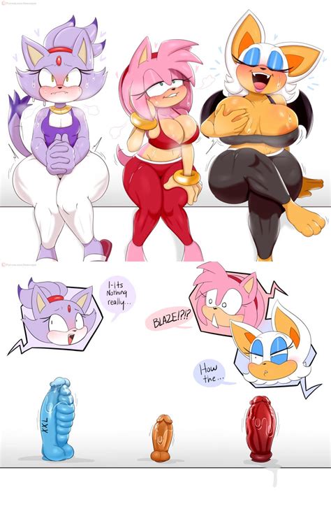 Rule 34 3girls Amy Rose Blaze The Cat Breasts Clothed Masturbation