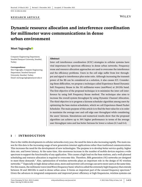 Dynamic Resource Allocation And Interference Coordination For Millimeter Wave Communications In
