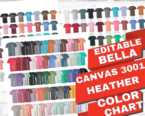 Bella Canvas 3001 Color Chart All 3001 Heather Colors Bella Unisex