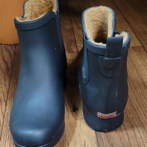 Black Chooka Rain Boots With Faux Fur Lining Depop
