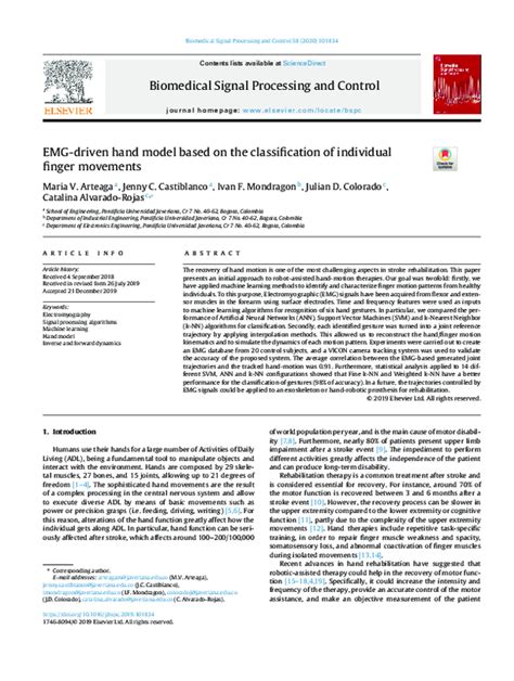 Pdf Emg Driven Hand Model Based On The Classification Of Individual