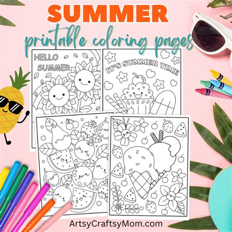 Summer Themed Coloring Pages Artsy Craftsy Mom