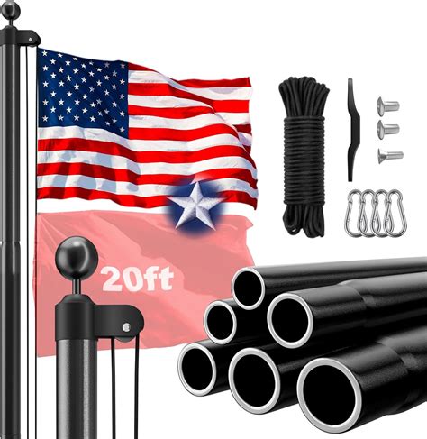Hayohrt Heavy Duty Flag Pole With 3x5 American Flag 20 Ft 12 Gauge Extra Thick