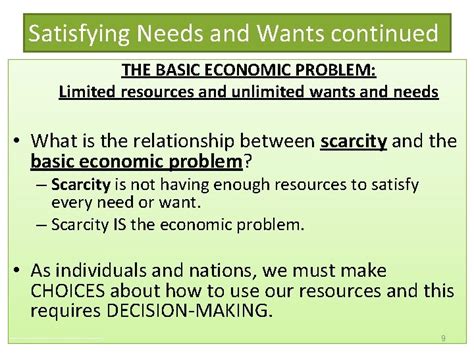 Satisfying Needs And Wants 1 Satisfying Needs And