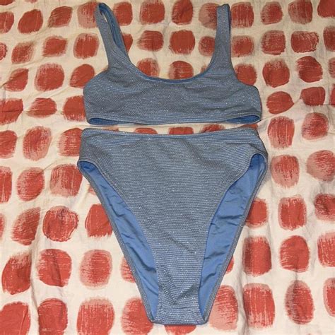 Frankies Bikinis Womens Blue And Silver Bikinis And Tankini Sets Depop