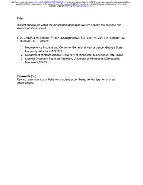 Pdf Distinct Subcircuits Within The Mesolimbic Dopamine System Encode