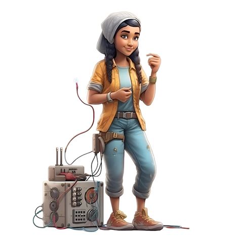 Premium Ai Image 3d Digital Render Of A Cute Girl With An Electrical