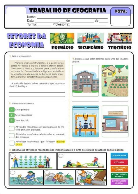 Atividade Sobre Os Setores Da Economia Atividades Atividades De