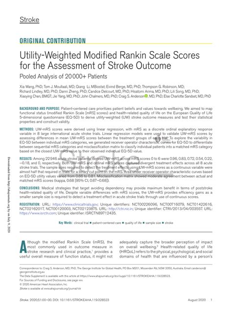 Pdf Utility Weighted Modified Rankin Scale Scores For The Assessment