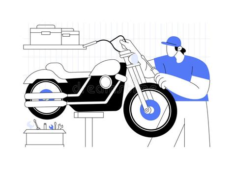 Assembling Motorcycle Isolated Cartoon Vector Illustrations Stock