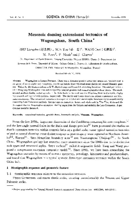 Pdf Mesozoic Doming Extensional Tectonics Of Wugongshan South China