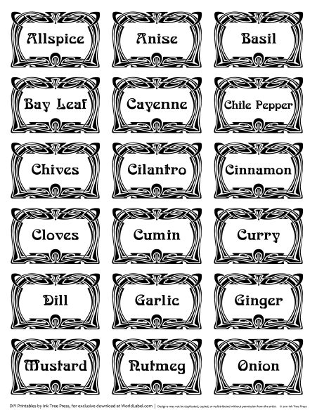 Spice Jar Labels By Ink Tree Press Free Printable Templates Fancy