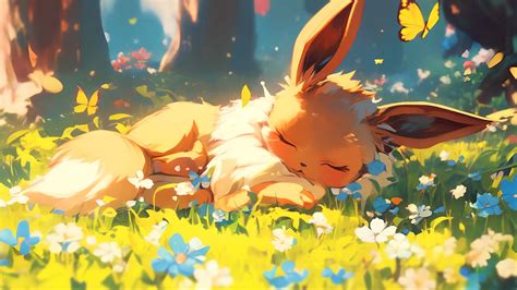 Floral Eevee 4k Wallpaper For Pc Aesthetic Pokemon Background