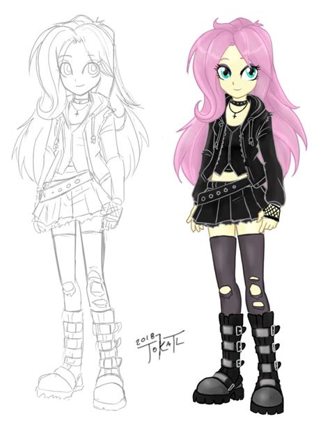 1802520 Safe Artisttokatl Fluttershy Equestria Girls G4 Emo