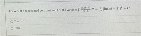 Solved For α a real valued constant and t a variable Chegg